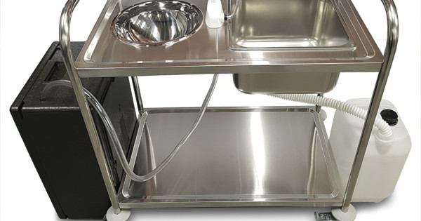 Portable Hand Wash Trolley - Double Bowl | CommercialSinks.ie